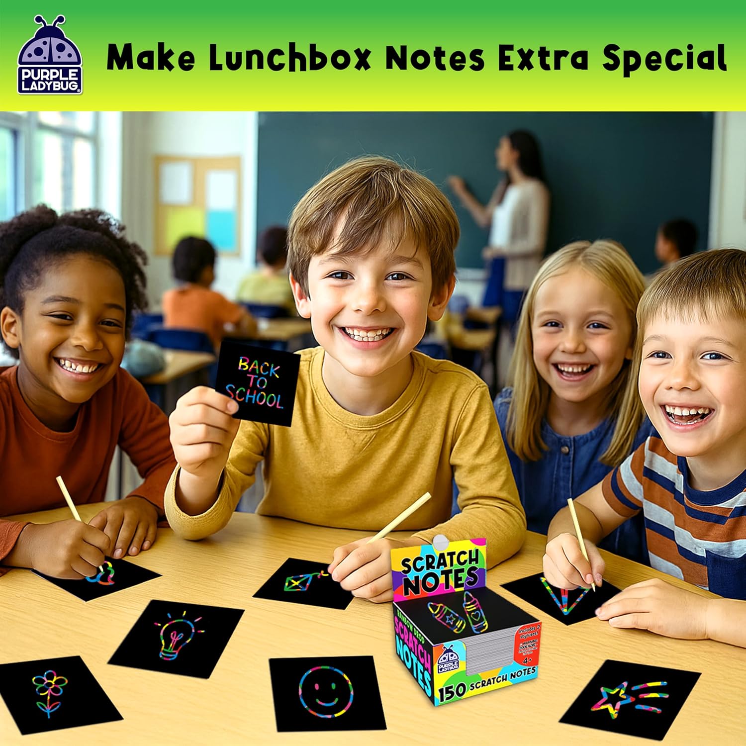 Scratchy Scratch Mini Notes: Rainbow – Purple Ladybug