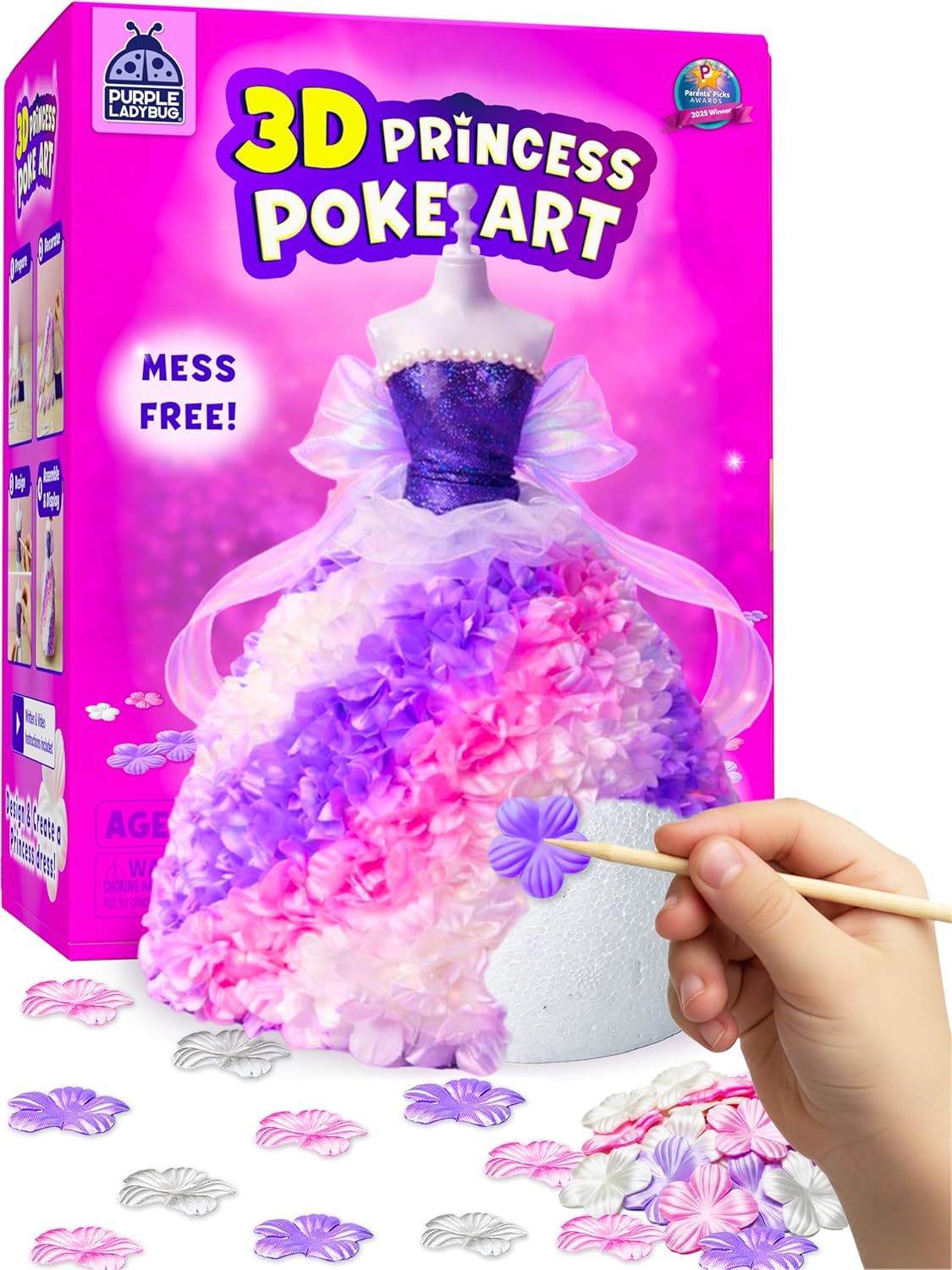 3D Princess Dress Poke Art Craft Kit – Purple Ladybug