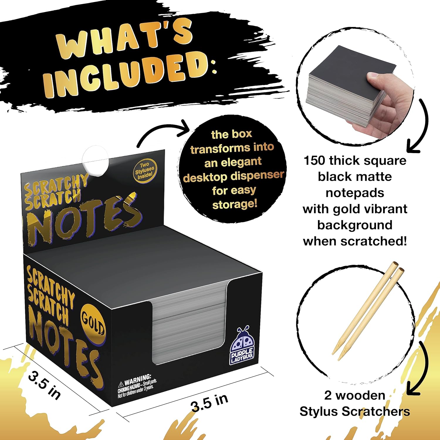 Scratchy Scratch Mini Notes: Gold – Purple Ladybug